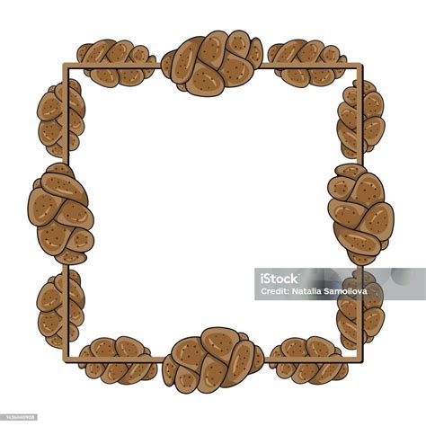 사각형 프레임 양귀비 씨앗 설탕 벡터 만화를 뿌린 맛있는 달콤한 빵 갈색에 대한 스톡 벡터 아트 및 기타 이미지 갈색 곡초류 깨 Istock