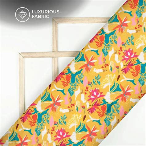 Polyester Garden Chic Stylish Floral Digital Print Modal Satin Fabric