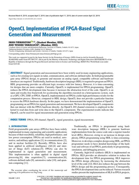 2019 Opencl Implementation Of Fpga Based Signal Generation And
