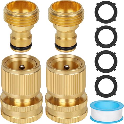 2 Sets Garden Hose Quick Connect 34 Inch Solid Brass