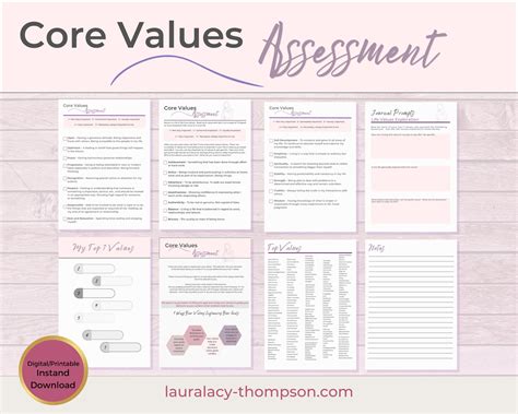 Core Values Worksheet Bundle Values Exploration Worksheet Etsy