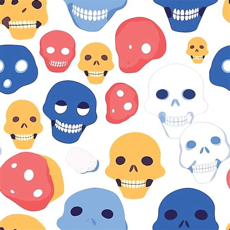Premium Vector Seamless Colorful Skull Pattern