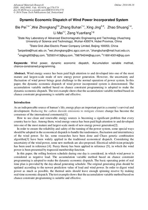 Dynamic Economic Dispatch Of Wind Power Incorporated System