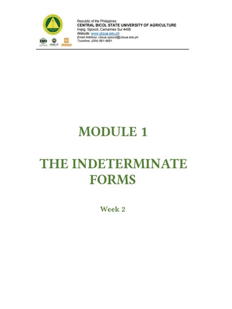 Mod1 The Indeterminate Form Pdf Function Mathematics Mathematical Analysis
