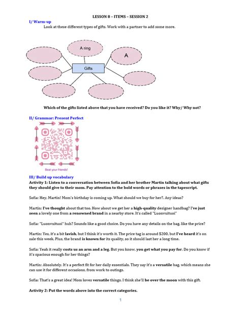 In Class Lesson 8 Items Updated By Phu An Pdf Sentence