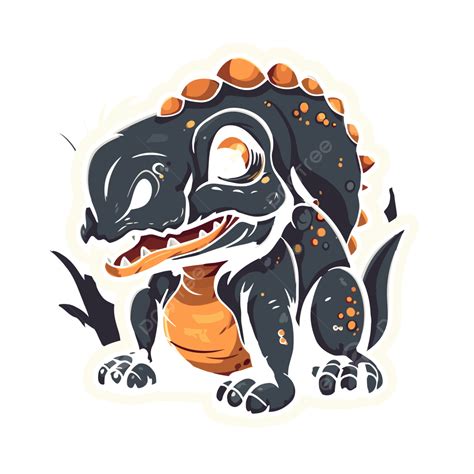 오렌지 눈 클립 아트와 만화 공룡 스티커 벡터 고립 된 만화 검은 공룡 스티커 디자인 상표 Png 일러스트 및 벡터 에 대한 무료 다운로드 Pngtree