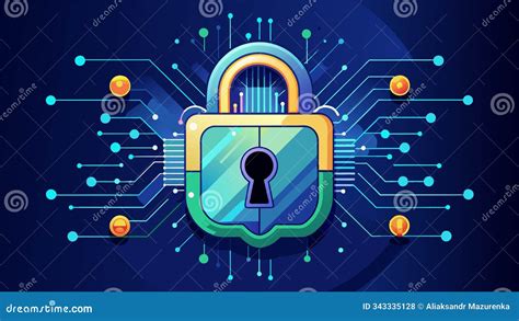 Digital Padlock For Computing System On Dark Blue Background Cyber Security Technology For