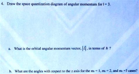 4 Draw The Space Quantization Diagram Of Angular Momentum For L 3 A What Is The Orbital