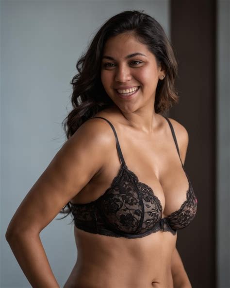 Premium Photo A Woman Wearing A Black Lace Bra And Panties