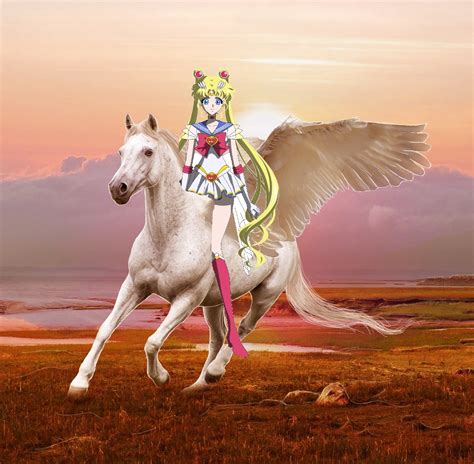 Sailor Moon Riding An Beautiful Pegasus Sailor Moon Fan Art Fanpop