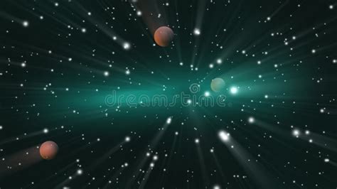 Planets Orbit In Distant Deep Space Galaxy Fantasy Animation Stock