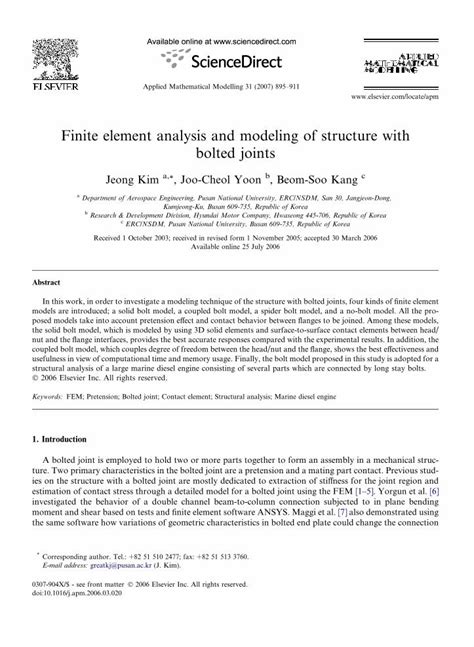 pdf finite element modelling of structure with bolted joints