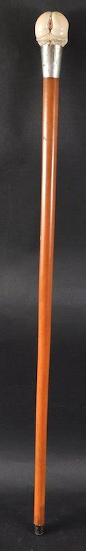 A Silver Mounted Ivory Topped ‘erotic Walking Cane 3f Lot 1503