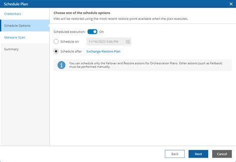 Scheduling Restore Veeam Recovery Orchestrator User Guide