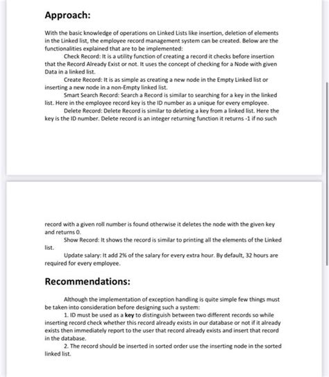 solved 1 of 2 employee record management system using linked