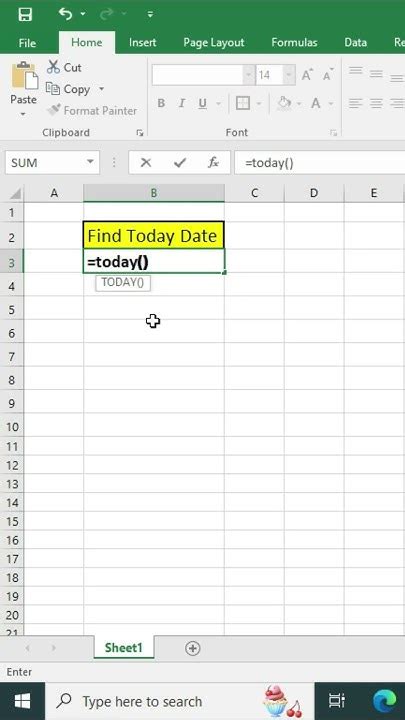 Excel Today Function Exceltips Exceltech Shorts Spreadsheet Exceltricks Exceltutorial