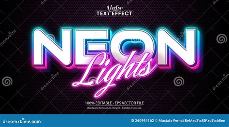 Neon Glowing Text Effect Editable Neon Light Text Style Stock Vector Illustration Of Lamp