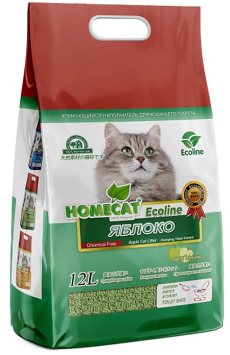 Наполнитель соевый для кошачьего туалета Homecat комкующийся яблоко 12 л 1 шт — купить в