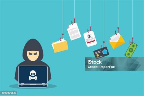 기밀 데이터 개인 정보 및 신용 카드 세부 사항을 훔치는 노트북 컴퓨터와 해커 해킹 개념 개성 개념에 대한 스톡 벡터 아트 및 기타 이미지 Istock