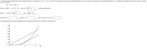 solved to illustrate the mean value theorem with a specific