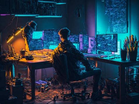 Premium Ai Image Student Doing Coding On His Computer Setup With