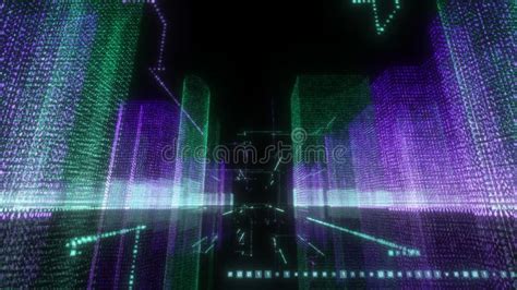 Technology Abstract Binary And Code Matrix With Cyber Space And Global Network With Digital