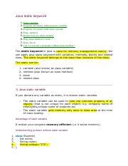 Java Static Keyword Memory Management And Usage Examples Course Hero