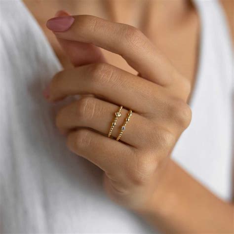 Mini Top Model Birleşik Yüzük Mİnİmal YÜzÜk