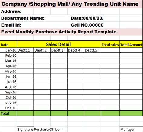 Excel Monthly Report Template Excel Word Template