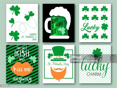 행복 한 성 패 트 릭의 날 배너 컬렉션입니다 인사말 카드 초대장 포스터 디자인 서식 파일의 집합입니다 패 트 릭의 축제