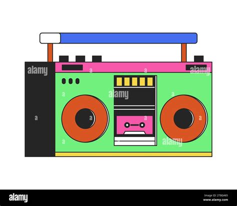 1980s Cassette Boombox 2d Linear Cartoon Object Stock Vector Image
