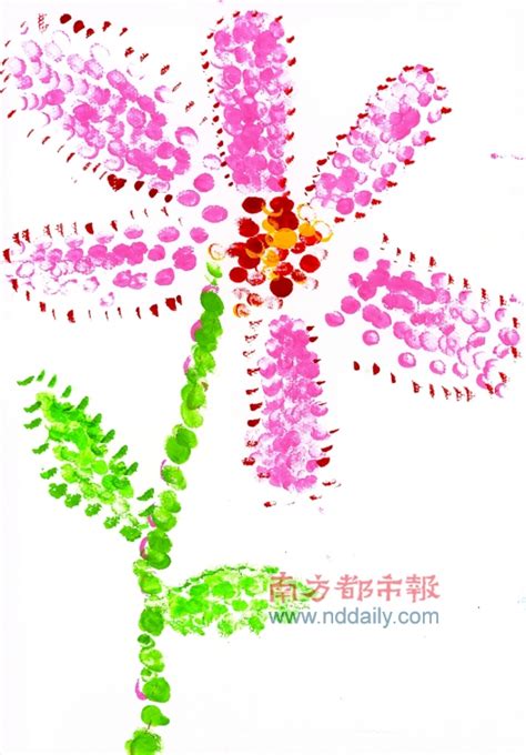 手指点画美丽的花朵 手指简笔画 花朵简笔画 大山谷图库