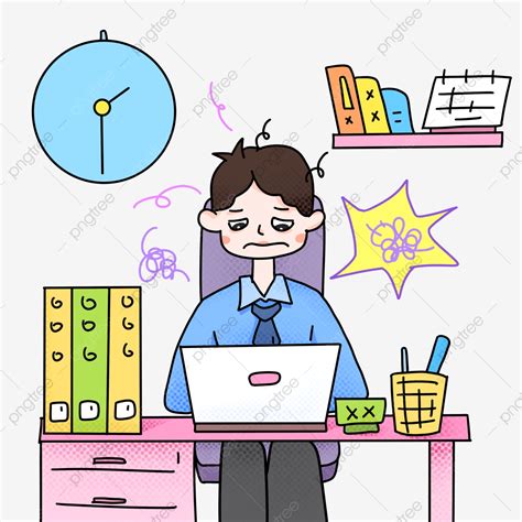 Clip Art De Trabajador De Oficina Con Exceso De Trabajo