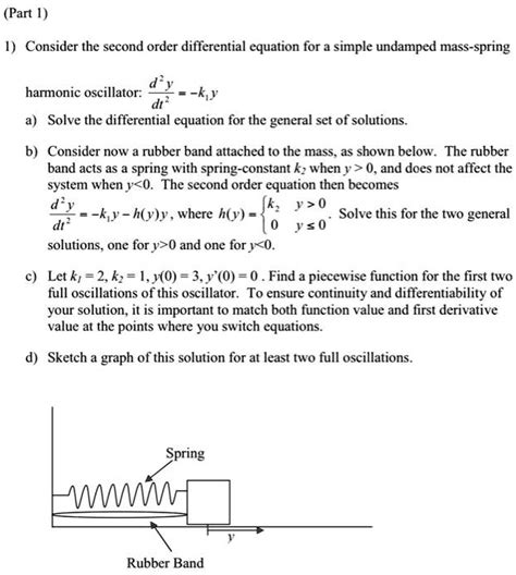 Solved Consider The Second Order Differential Equation For A Simple