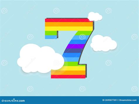 Number 7 Rainbow Counting Learn Object Design Abstract Rainbow Number