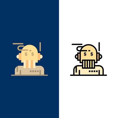 robot advisor adviser advisor algorithm analyst icons flat and line
