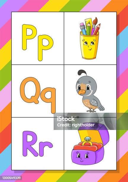 만화 문자와 영어 알파벳 플래시 카드 벡터 집합입니다 밝은 색상 스타일 Abc를 알아보십시오 소문자 및 대문자 문자 0명에 대한 스톡 벡터 아트 및 기타 이미지 Istock