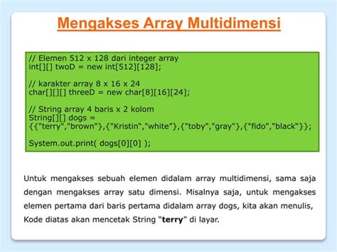 Pbo Pert 7 Mengenal Dan Memahami Konsep Array Pada Java Ppt