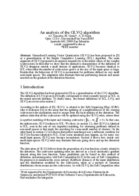 pdf an analysis of the glvq algorithm