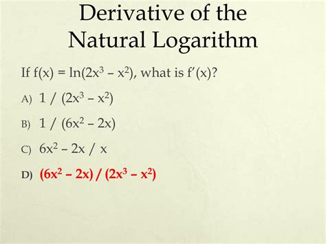 Ppt Derivatives Of The Natural Logarithm Powerpoint Presentation