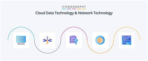Cloud Data Technology And Network Technology Flat 5 Icon Pack Including