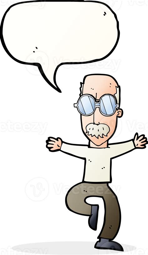 Cartoon Old Man Wearing Big Glasses With Speech Bubble 44925635 Png
