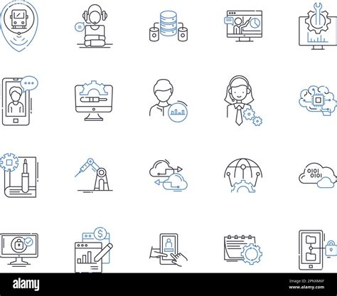 Information Technology Line Icons Collection Digitalization Automation Cloud Cybersecurity