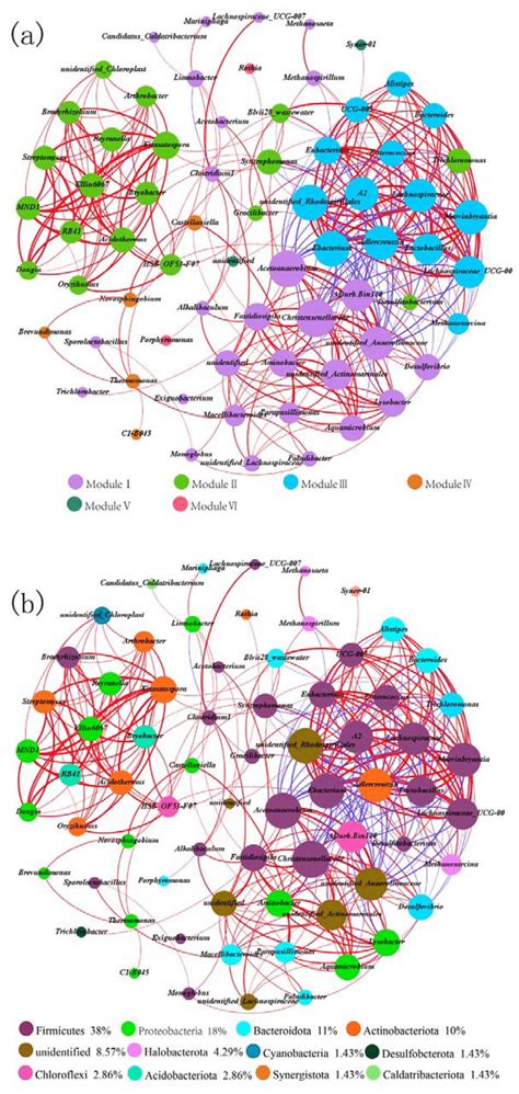 Microbial Co Occurrence Network In Ead A Modularity Shading B Shading