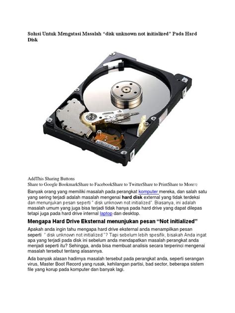 Solusi Untuk Mengatasi Masalah Disk Unknown Not Initialized Pada Hard