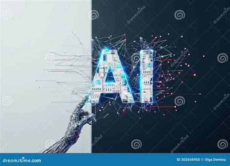 Ai Lettering Emerging From Digital Hand Human Technology Interaction
