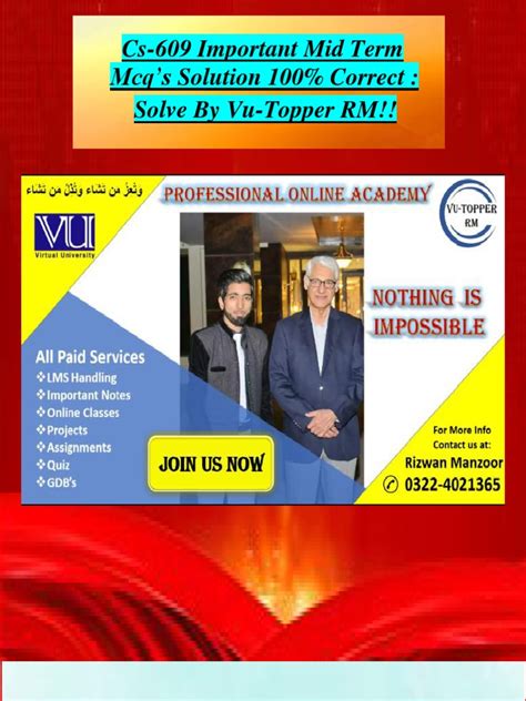 Cs 609 Mid Term By Vu Topper Rm Pdf Computer Hardware System Software