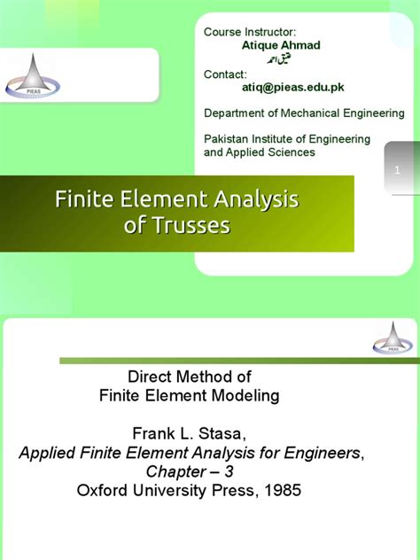 Finite Element Analysis Of Trusses Pdf Finite Element Method Truss