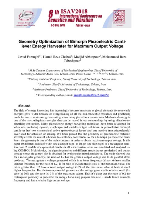 Pdf Geometry Optimization Of Bimorph Piezoelectric Cantilever Energy