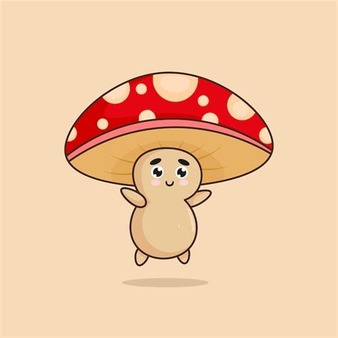 귀여운 빨간 버섯 캐릭터 프리미엄 벡터